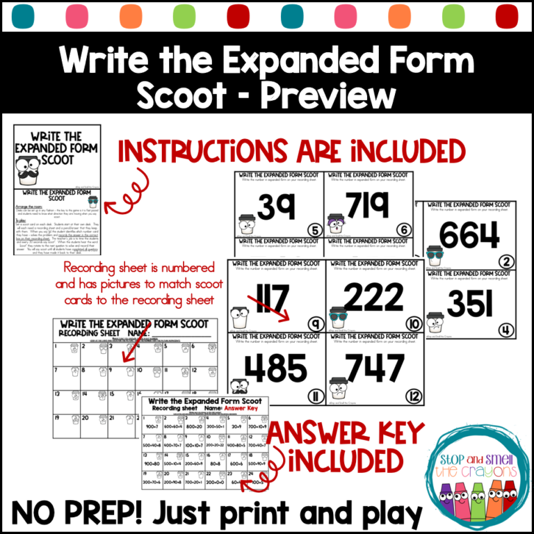Expanded Form Scoot - Stop and Smell the Crayons