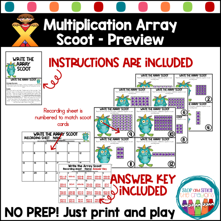 Multiplication Scoot Game with Arrays - Stop and Smell the Crayons