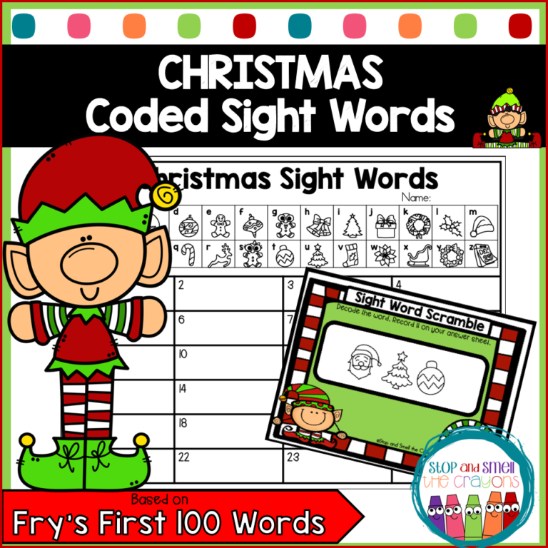 Christmas Secret Code Sight Word Task Cards - Stop and Smell the Crayons