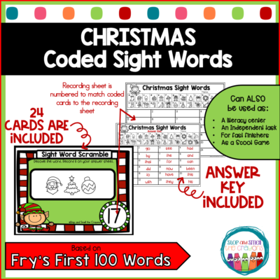 Christmas Secret Code Sight Word Task Cards - Stop and Smell the Crayons