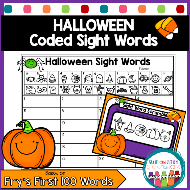 Halloween Secret Code Sight Word Task Cards - Stop and Smell the Crayons