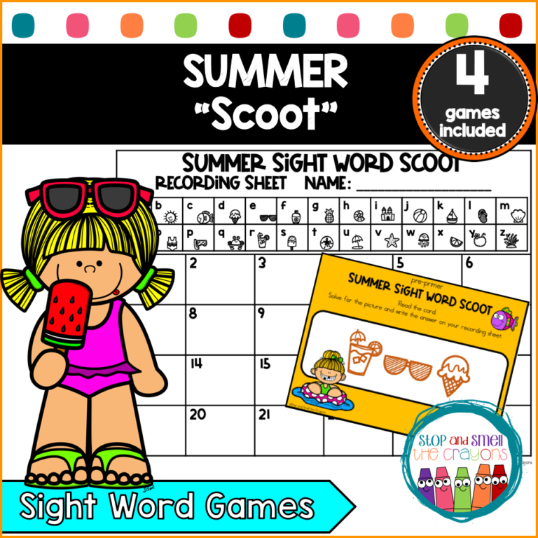 Summer Sight Word Scoot - Stop and Smell the Crayons