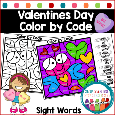 Valentine's Day Color by Code Sight Words - Stop and Smell the Crayons