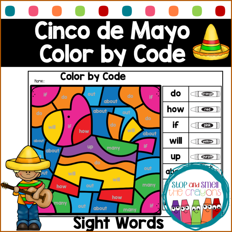 Cinco de Mayo Color by Sight Word - Stop and Smell the Crayons