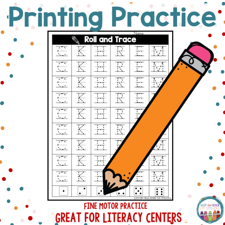 Printing Practice - Roll and Trace Letters - Stop and Smell the Crayons