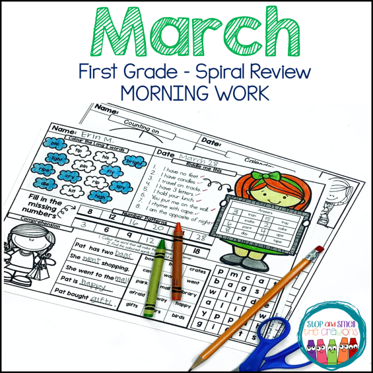 March Morning Work Grade One - Stop and Smell the Crayons