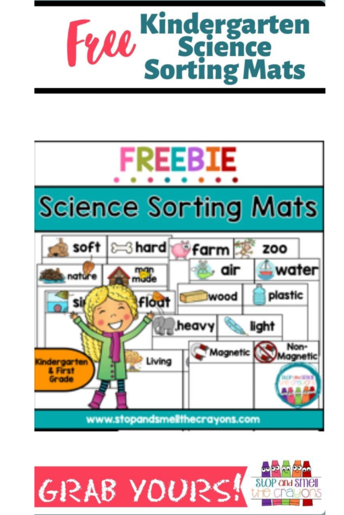 Kindergarten Science Sorting Mats FREEBIE - Stop and Smell the Crayons