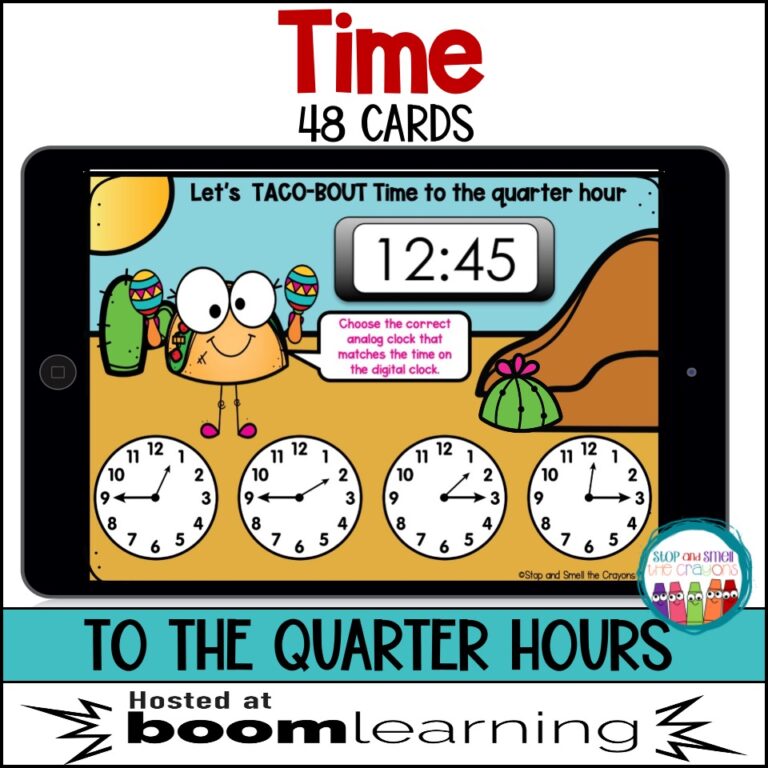 Time to the Quarter Hour | Boom Cards - Stop and Smell the Crayons