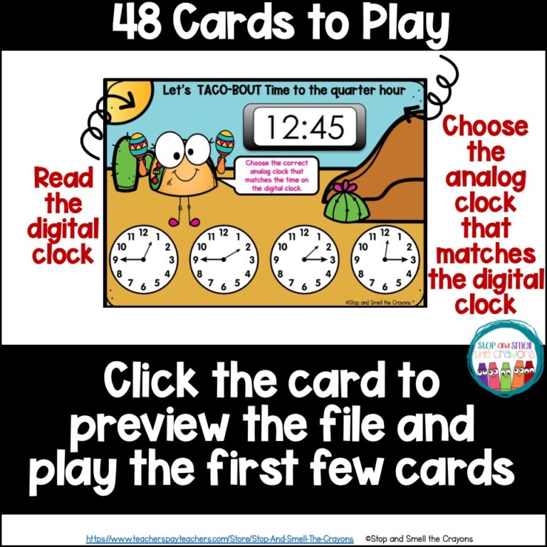 Time to the Quarter Hour | Boom Cards - Stop and Smell the Crayons