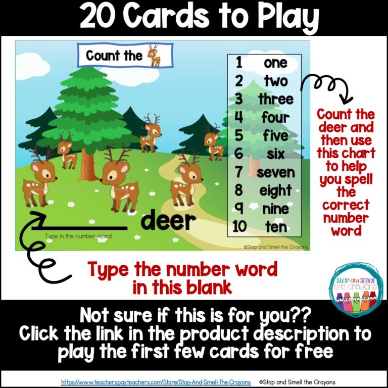 Number Words One - Ten Boom Cards - Stop and Smell the Crayons