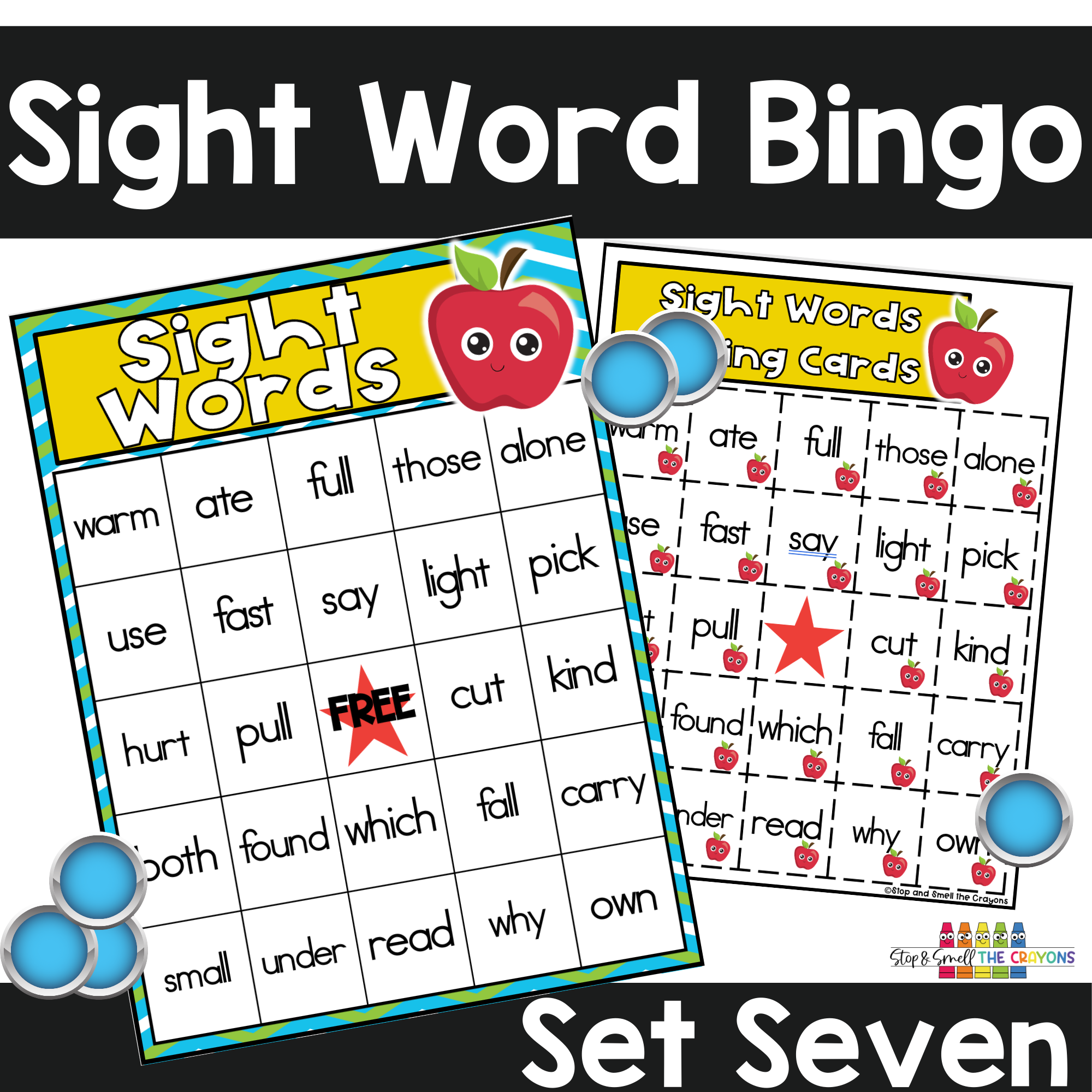 Dolch Sight Word Bingo Game Set 7 Stop And Smell The Crayons